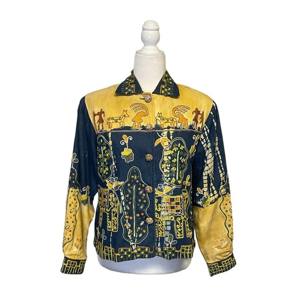Sandy Starkman | Jackets & Coats | Sandy Starkman Blue Yellow Jacket ...